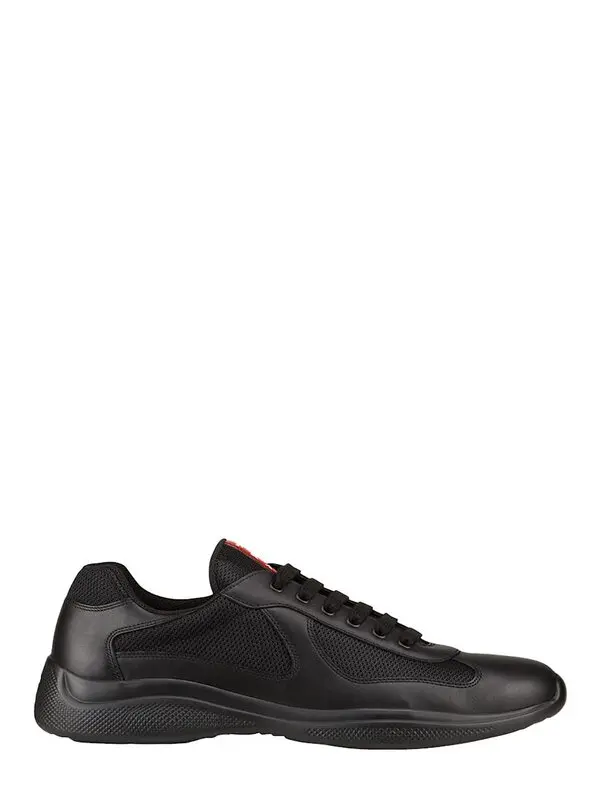 Prada Americas Cup Leather Sneakers - Black