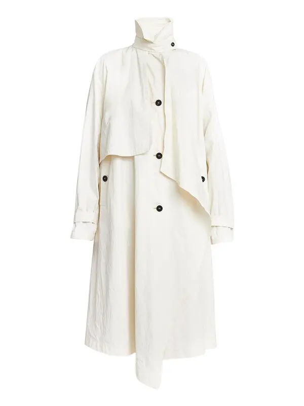 FERRAGAMO Coated Linen Trench Coat - White