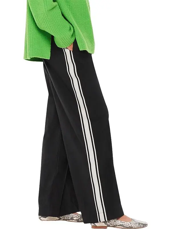 Whistles Ezra Straight Leg Pants With Contrast Stripes - Black