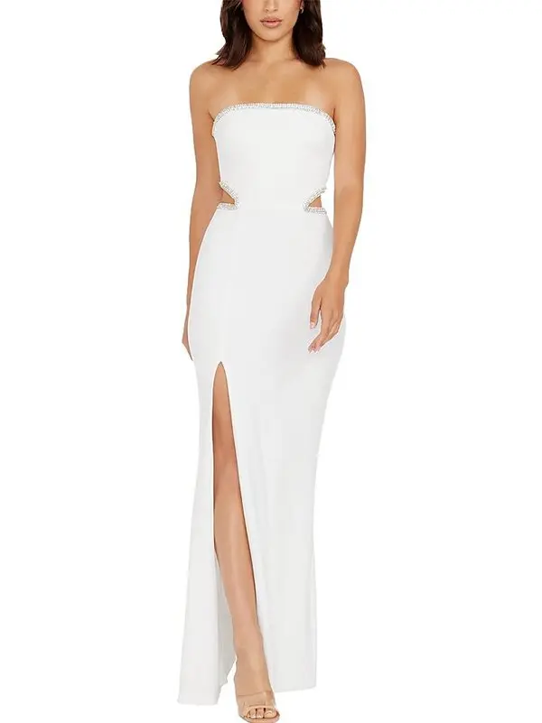 Dress The Population Ariana Embellished Gown - White/silver