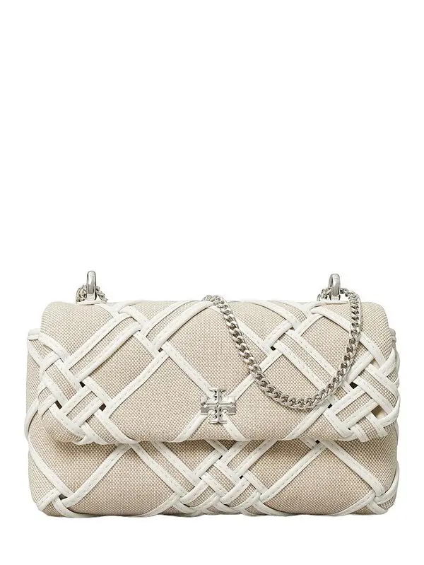 Tory Burch Mini Kira Woven Canvas Flap Bag - Natural