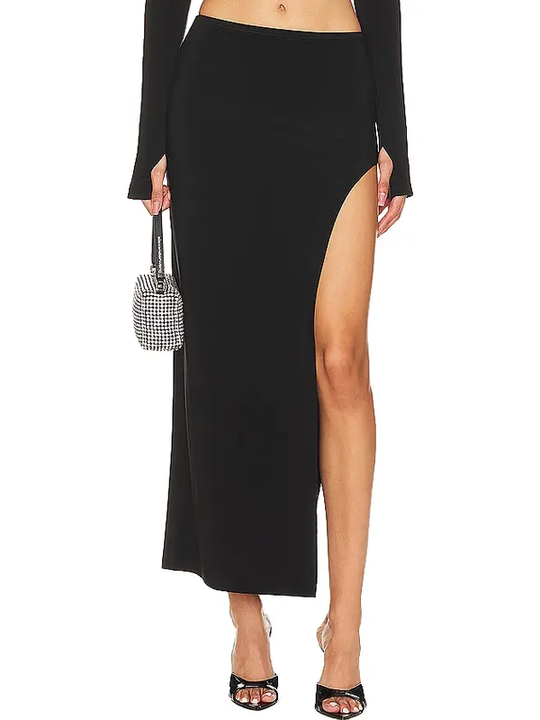 Norma Kamali Marissa Wide Slit Skirt - Black