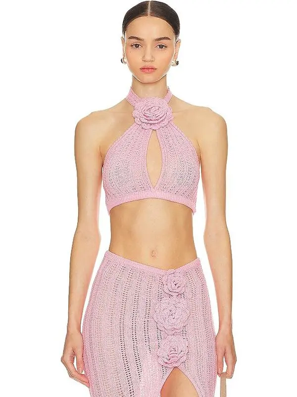 Majorelle Stella Rosette Crochet Top - Pink
