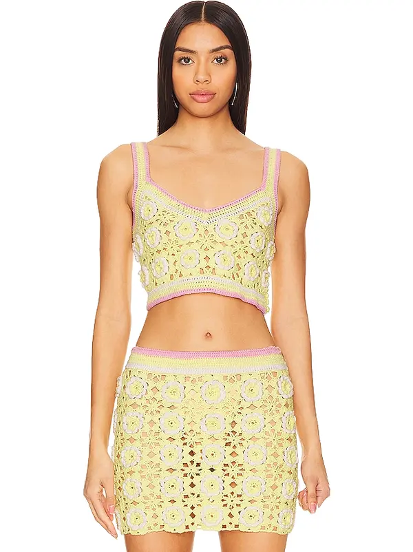 LOVERS AND FRIENDS Meadow Crochet Top - Yellow