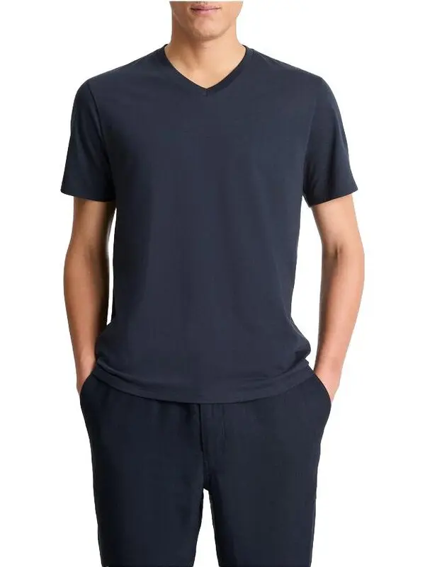 Vince Pima Cotton V-neck T-shirt - Black