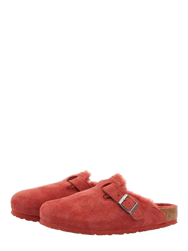 BIRKENSTOCK Boston Shearling Clog - Sienna Red Suede