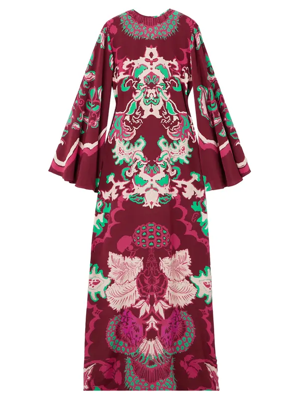 Johanna Ortiz Camino Real Printed Maxi Dress - Burgundy