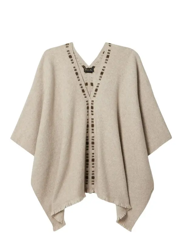 Loro Piana Frayed Cashmere And Silk-blend Poncho - Cream