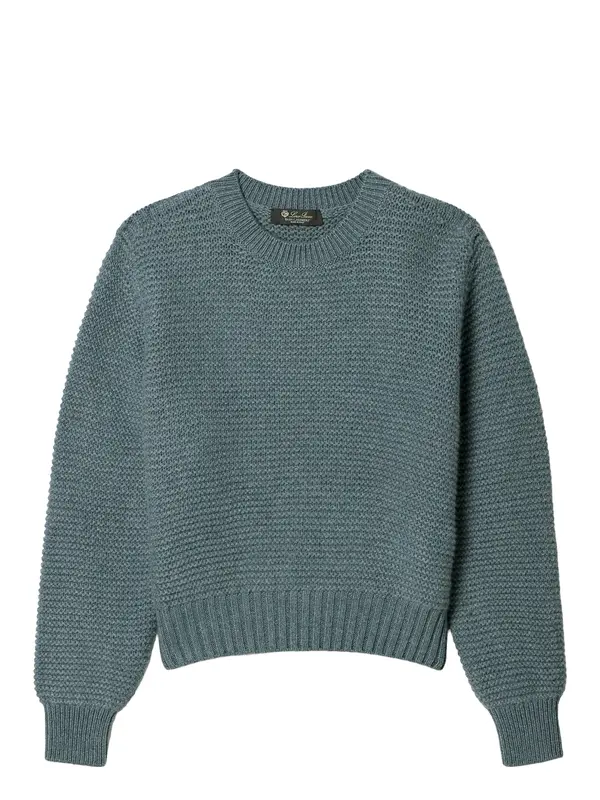 Loro Piana Ashi Cropped Ribbed Cashmere Sweater - Blue