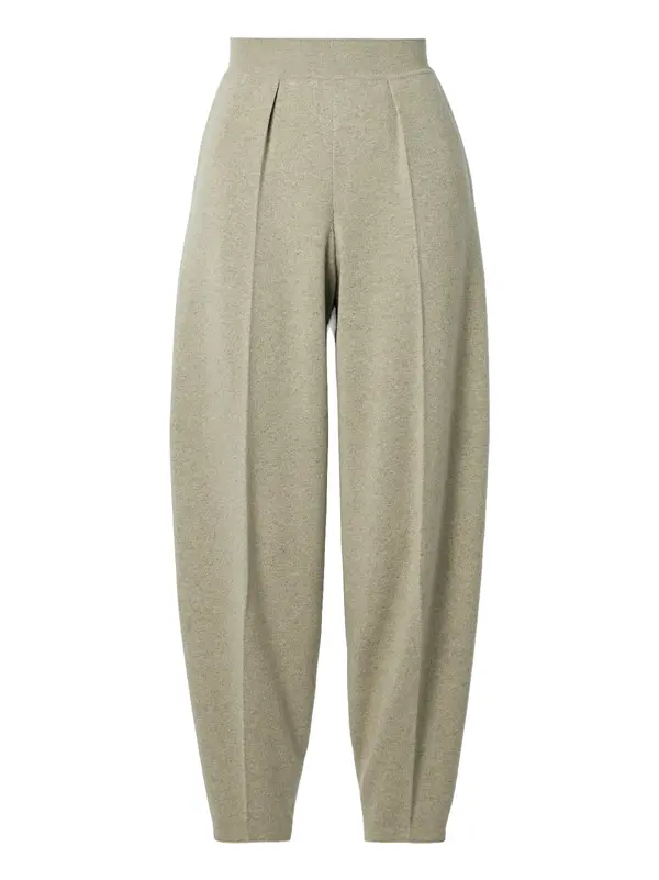 Loro Piana Pleated Cashmere Tapered Pants - Neutrals