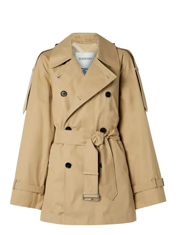 Burberry Double-breasted Cotton-gabardine Jacket - Neutrals