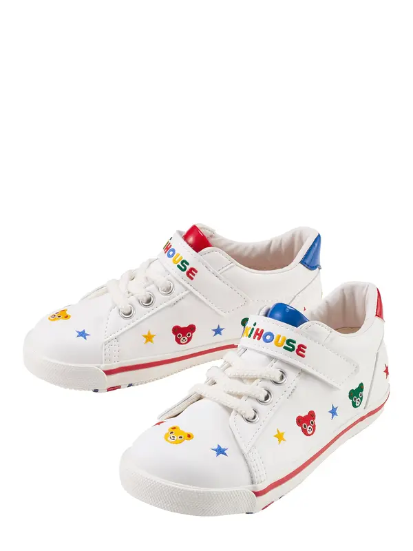 MIKI HOUSE Logo-strap Velcro Sneakers - White