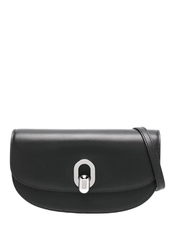 Savette Tondo Crescent Leather Crossbody Bag - Black