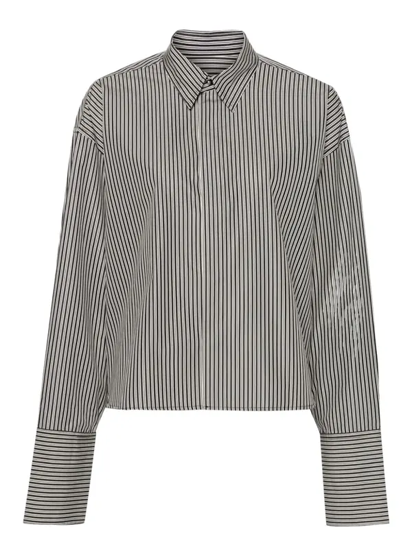 Ami Striped Cropped Shirt - Black