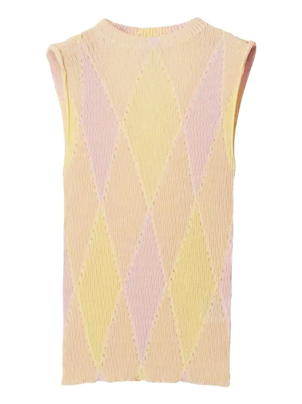 Burberry Argyle Intarsia-knit Top - Yellow