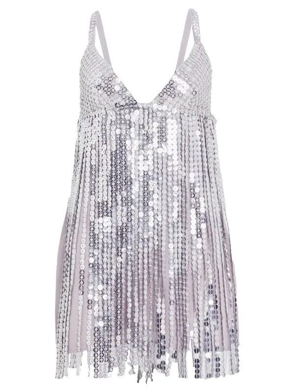 Retrofete Alva Embellished Fringed Minidress - Grey
