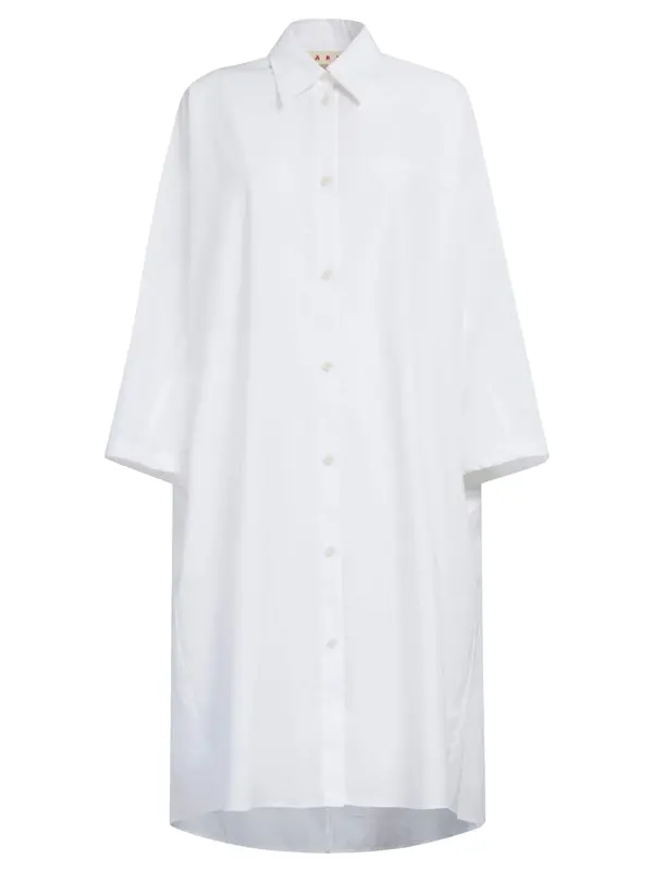 Marni Long-sleeved Shirtdress - White