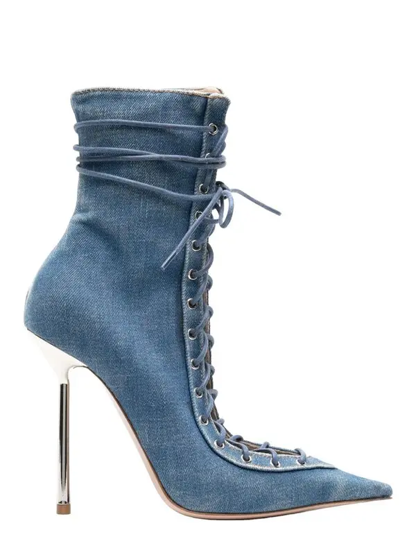 LE SILLA Colette 120mm Denim Ankle Boots - Blue