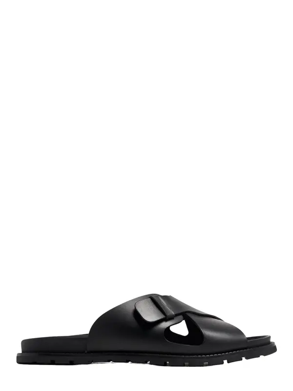 BARRETT Criss-cross Leather Slides - Black