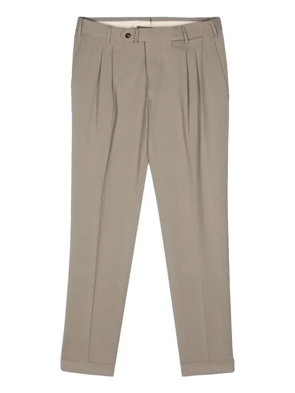 DELL'OGLIO Tapered Wool Chino Trousers - Green