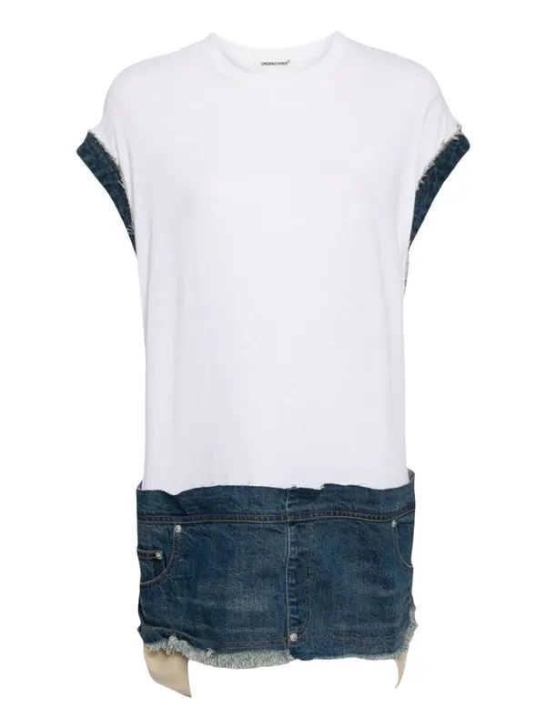 UNDERCOVERISM Denim-trim Cotton Top - White
