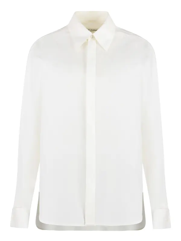 Saint Laurent Long-sleeve Cotton Shirt - White