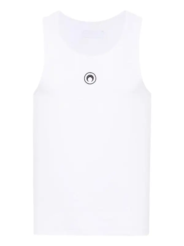 MARINE SERRE Crescent Moon-embroidered Tank Top - White