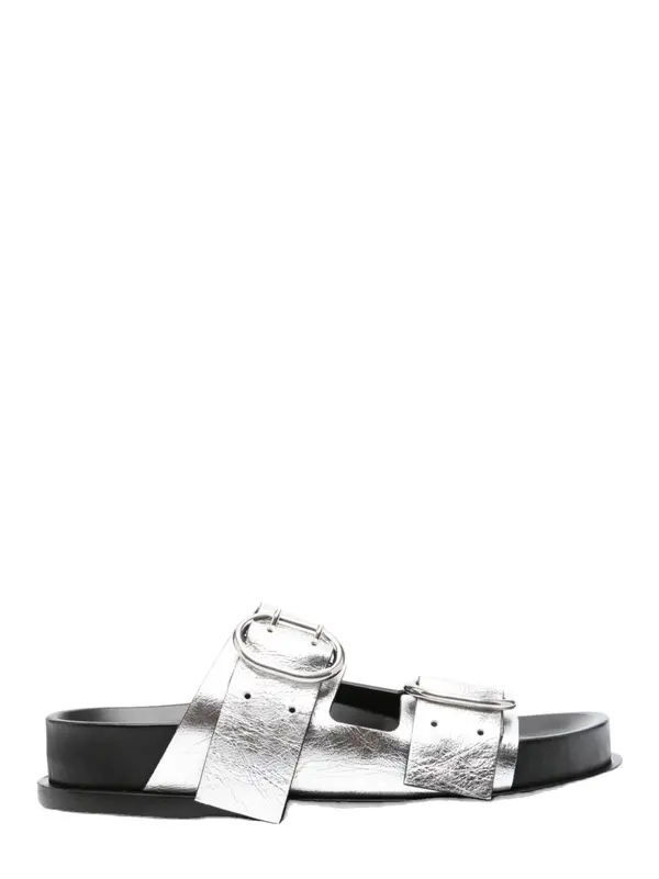JIL SANDER Double-buckle Leather Sandals - Silver