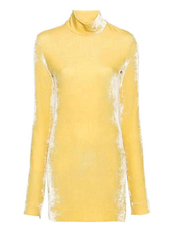 JIL SANDER Long-sleeve Velvet Top - Yellow