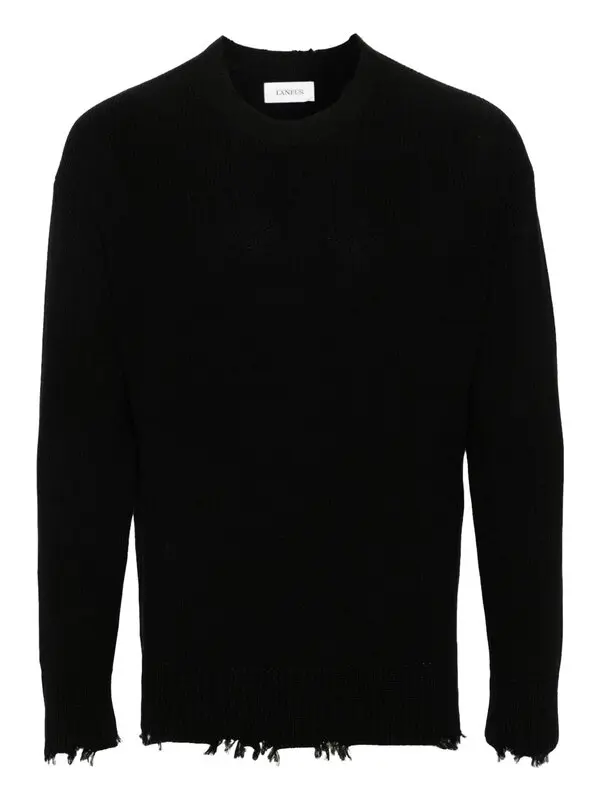 LANEUS Ripped-detailed Jumper - Black