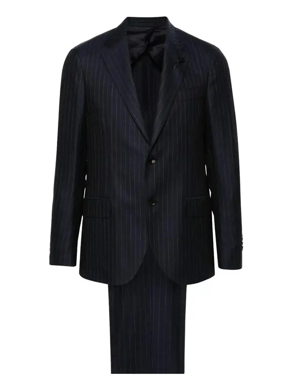 LARDINI Pinstriped Single-breasted Suit - Blue
