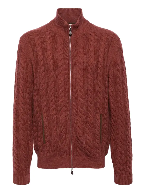 N.peal Richmond Cable-knit Cardigan - Red