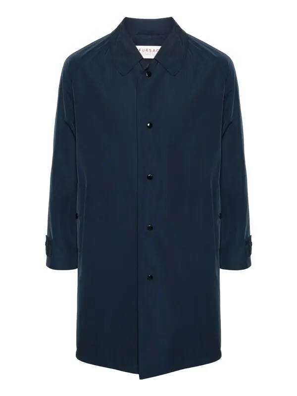 FURSAC Stud-fastening Cotton Raincoat - Blue