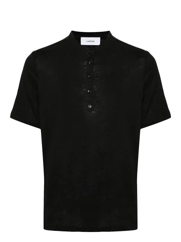 LARDINI Fine-knit Slub T-shirt - Black