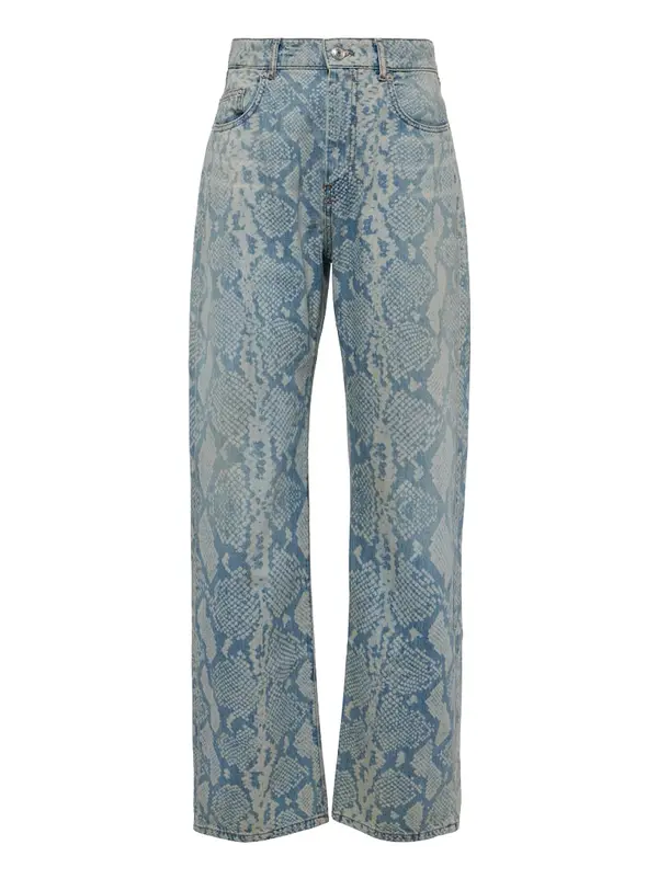 Sportmax Diego Snake-print Straight Jeans - Blue