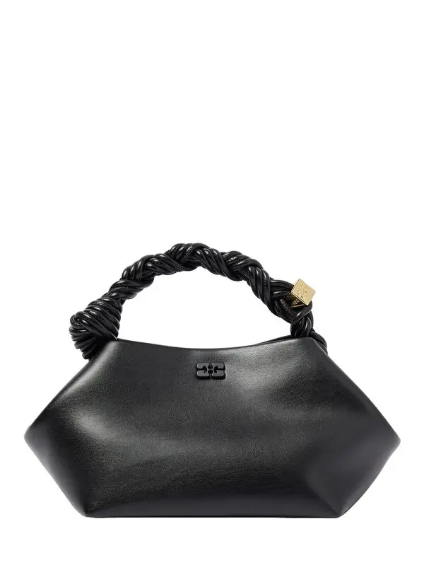 GANNI Small Leather Tote Bag - Black
