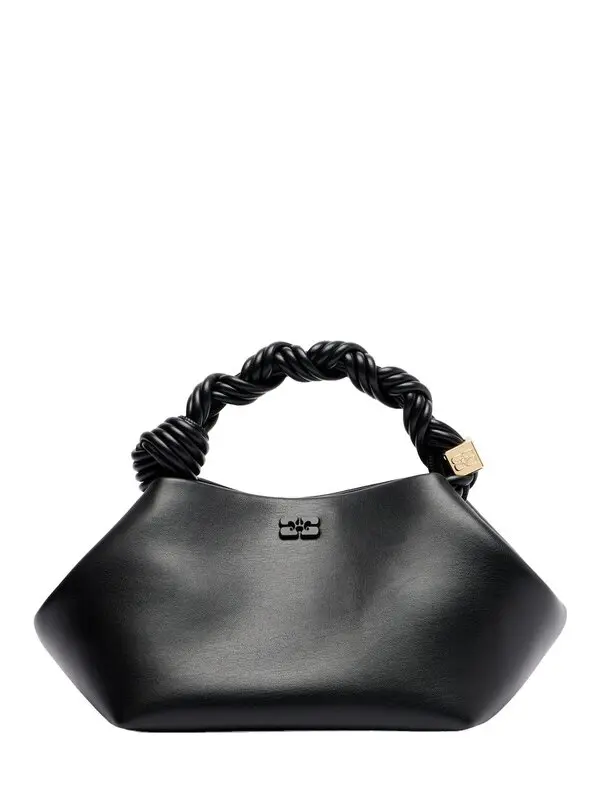 GANNI Small Leather Tote Bag - Black