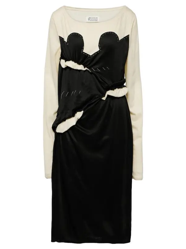 MAISON MARGIELA Spliced Gathered Jersey Midi Dress - Multicoloured