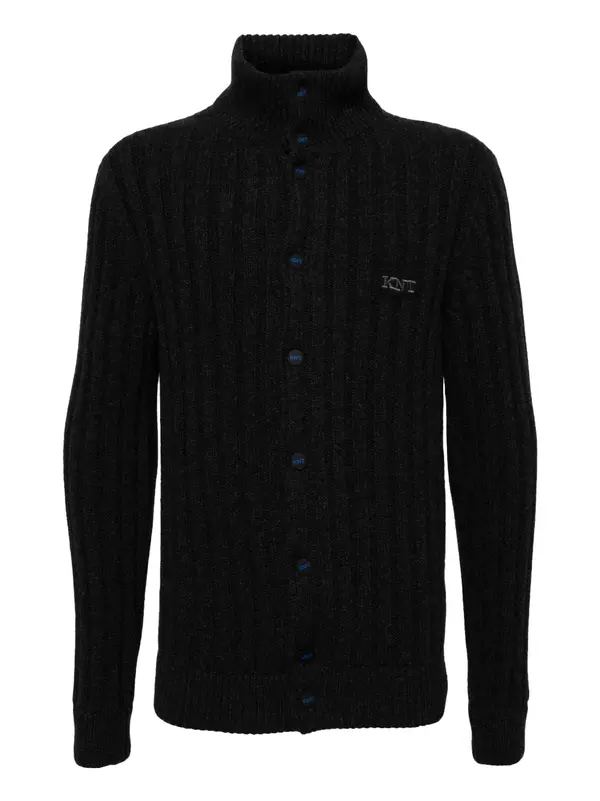 Kiton Logo-embroidered Wool Cardigan - Grey