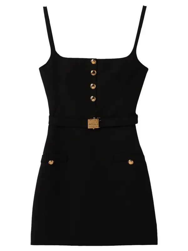 Miu Miu Belted Wool Minidress - Black