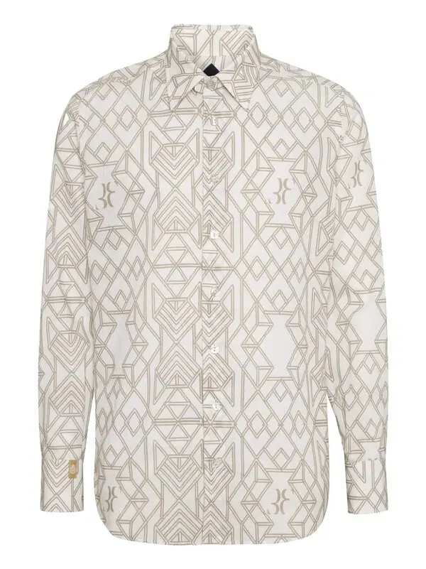 BILLIONAIRE Geometric-print Linen Shirt - Neutrals