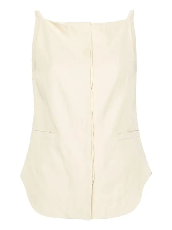 Loulou De Saison Mihant Square-neck Twill Top - Neutrals