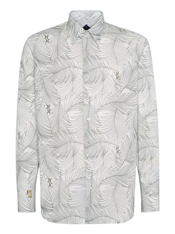 BILLIONAIRE Leaf-print Linen Shirt - Grey