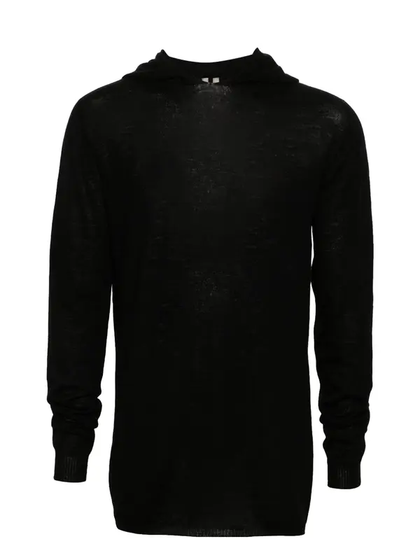 Rick Owens Fine-knit Virgin Wool Hoodie - Black