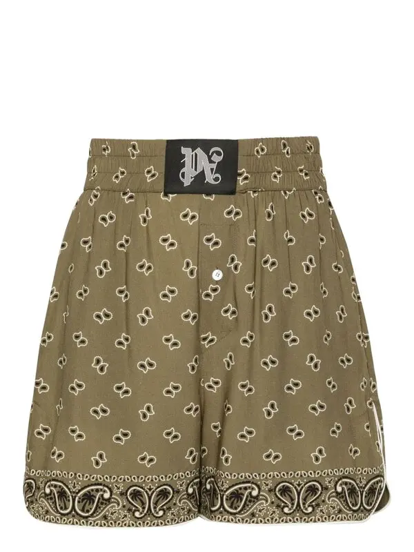 Palm Angels Bandana-print Track Shorts - Green