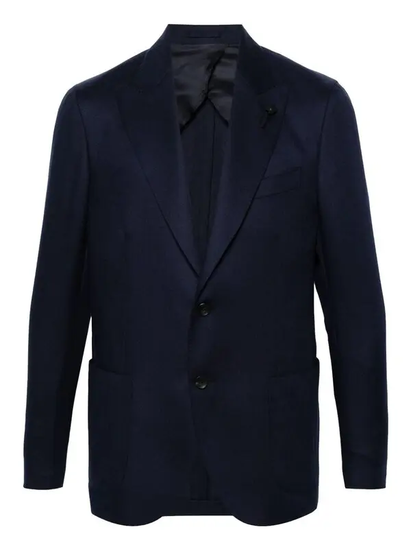 LARDINI Single-breasted Twill Blazer - Blue