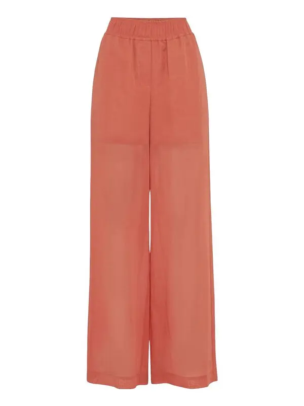 Brunello Cucinelli Semi-sheer Wide-leg Trousers - Orange