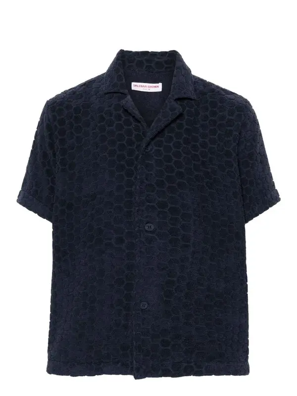 Orlebar Brown Howell Geometric Pattern Shirt - Blue