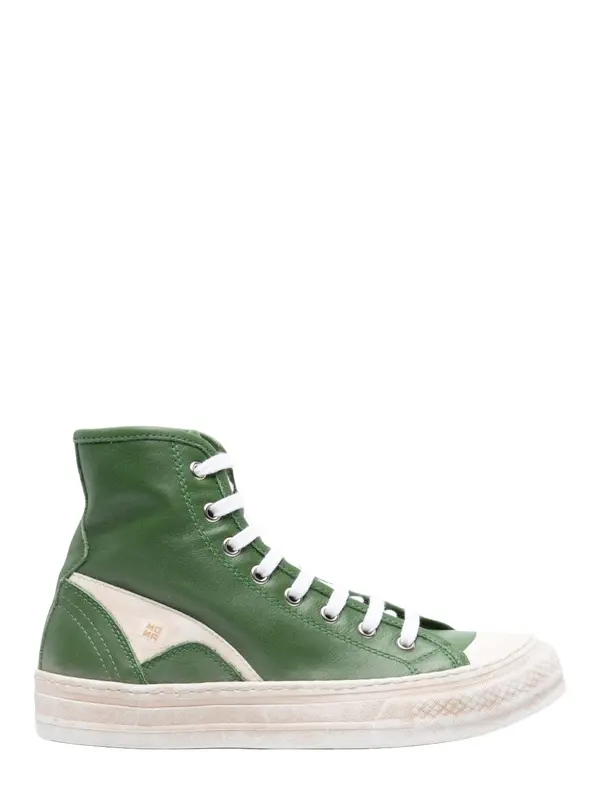 Moma Panelled Leather High-top Sneakers - Green