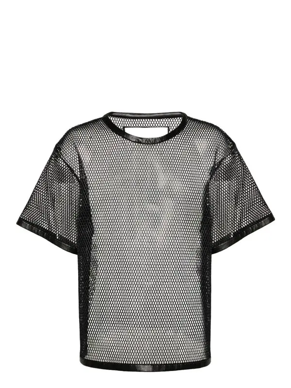 JIL SANDER Perforated Leather-trim T-shirt - Black